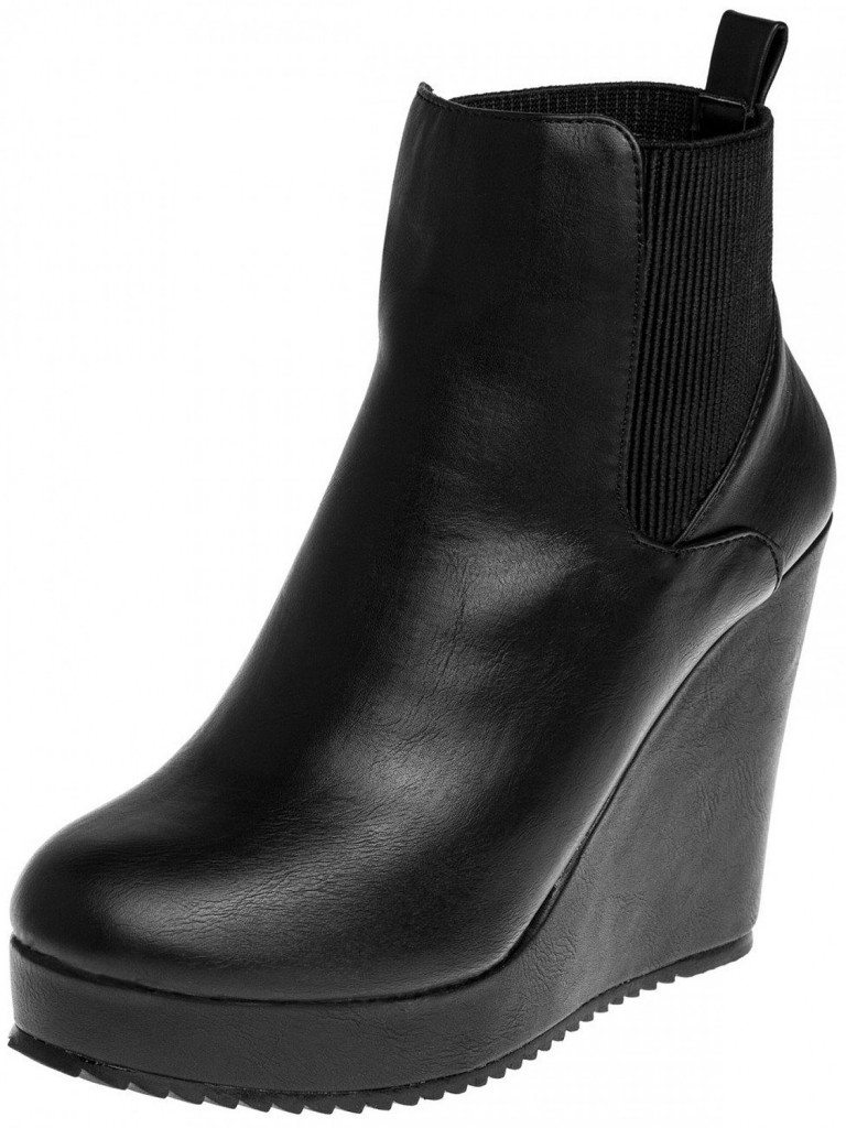 Boots et bottines compensées noires pas cher